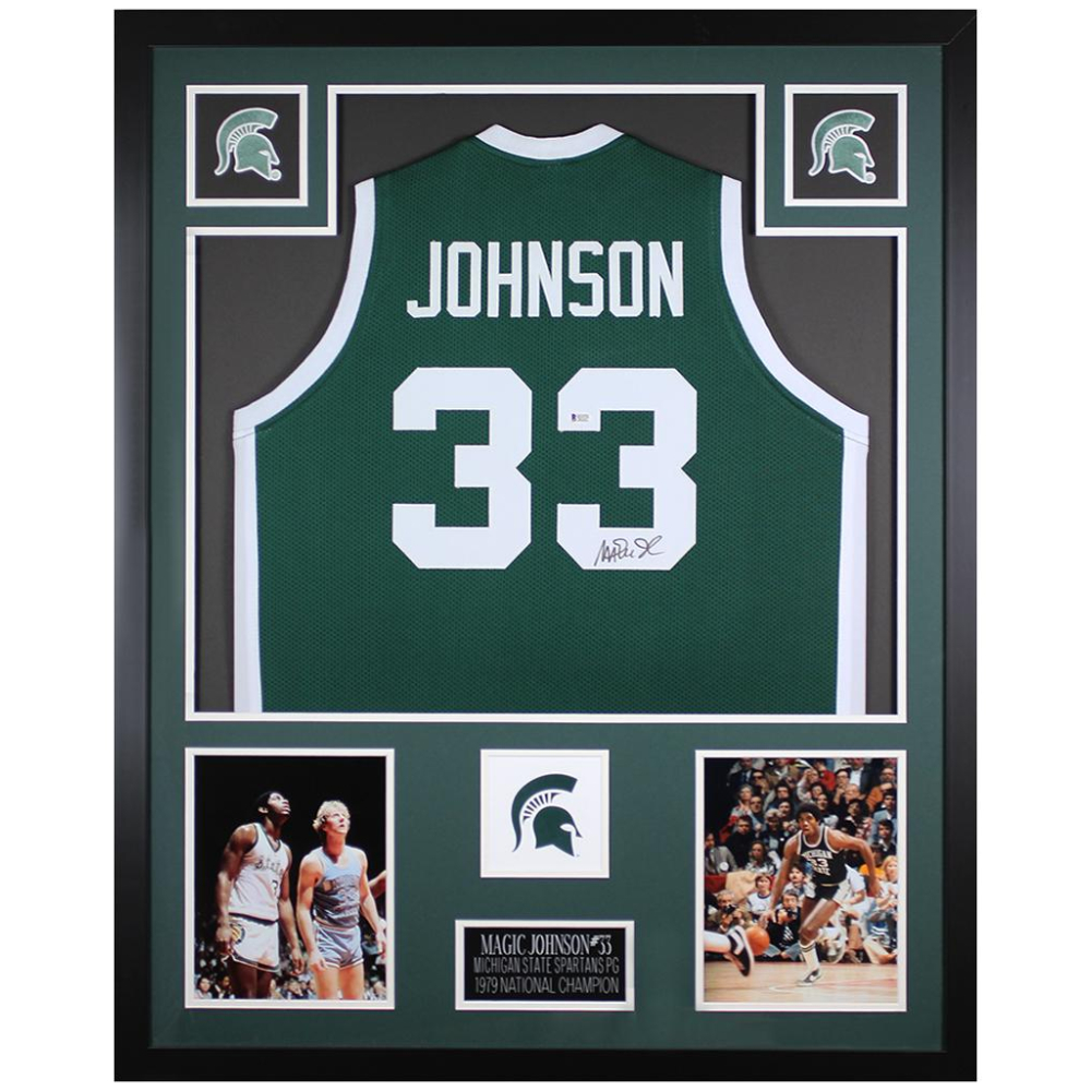 Magic Johnson Signed Custom Framed Jersey Display (Beckett) | Pristine ...