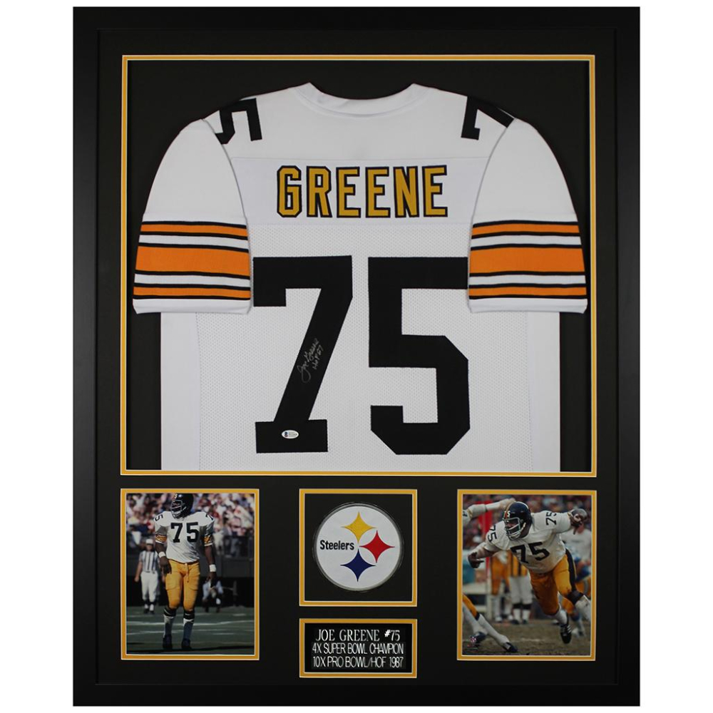 Joe Greene Signed Custom Framed Jersey Display Inscribed "HOF 87 ...