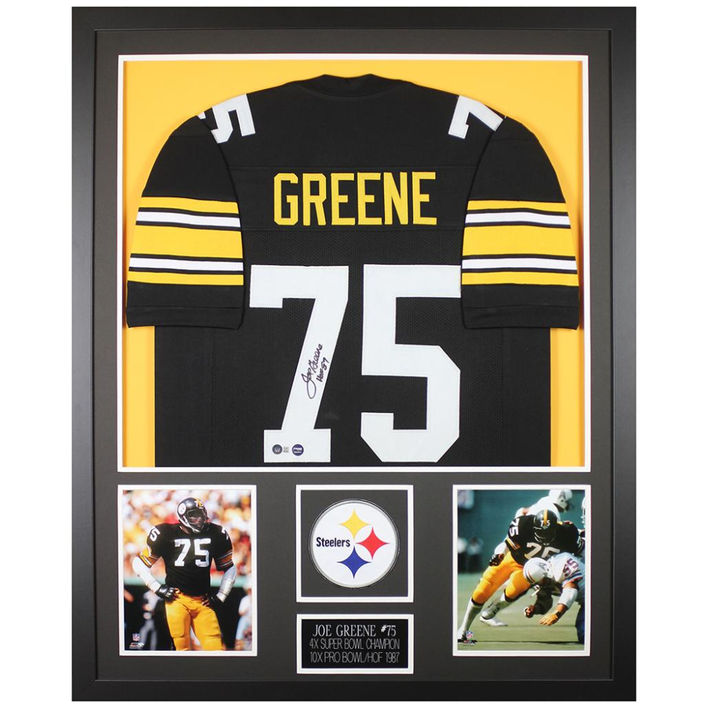 Joe Greene Signed Custom Framed Jersey Display Inscribed "HOF 87 ...