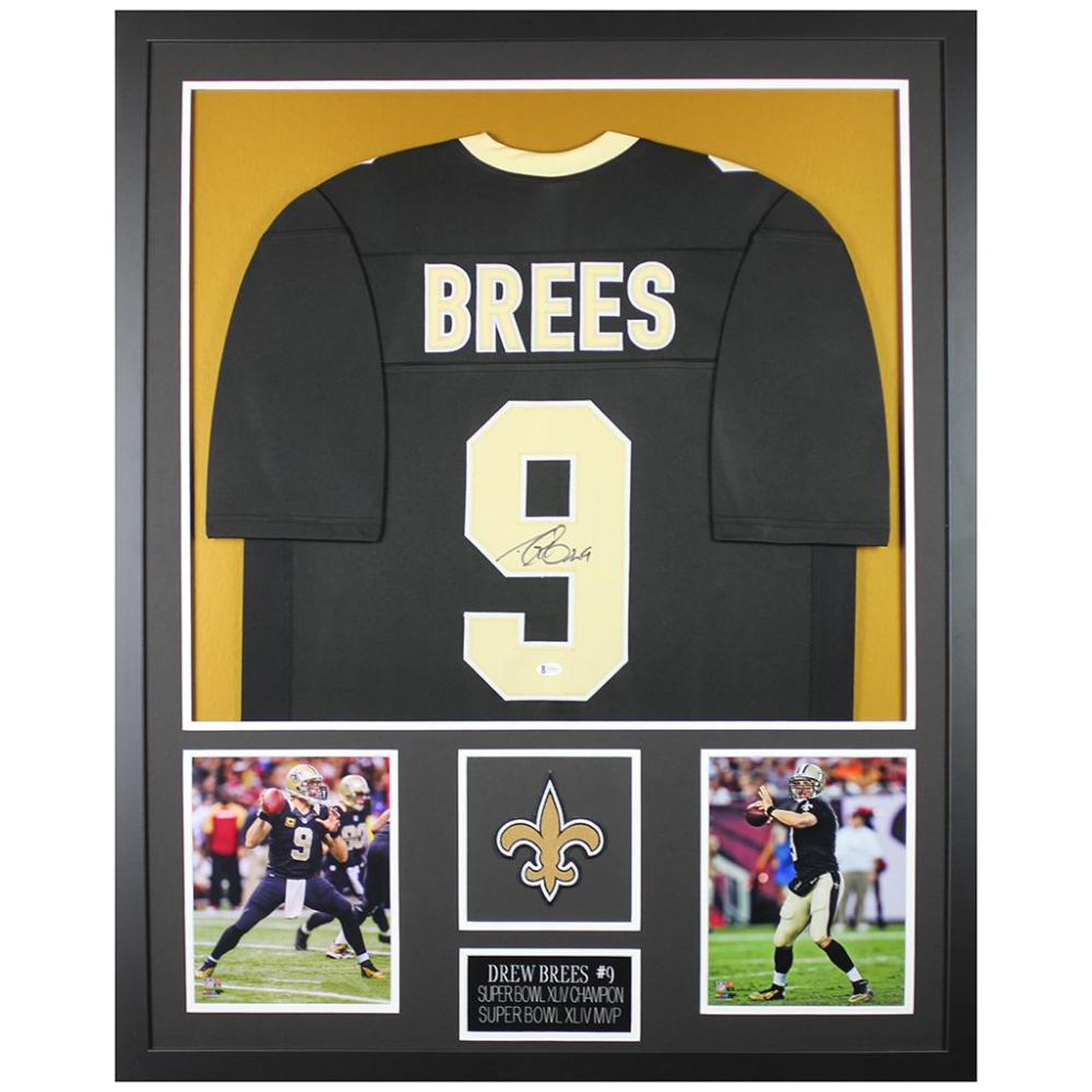 Drew Brees Signed Custom Framed Jersey Display (Beckett) | Pristine Auction