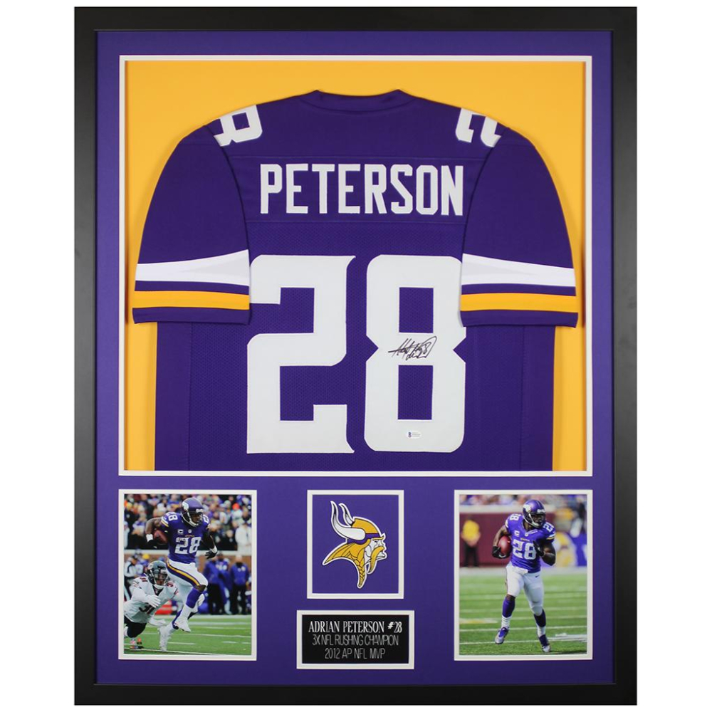 Adrian Peterson Signed Custom Framed Jersey Display (Beckett ...
