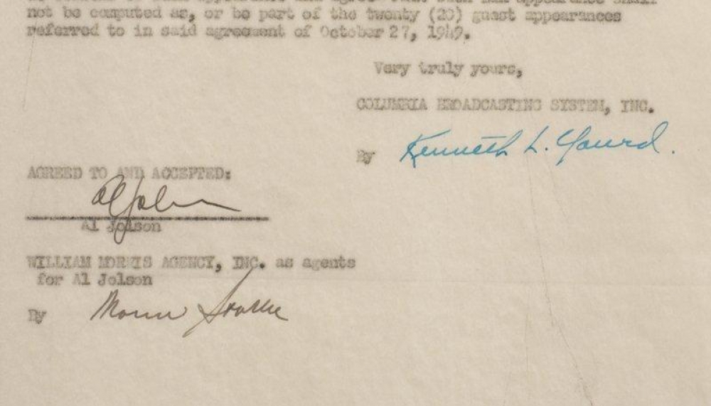 Al Jolson Signed Original Radio Document Framed 22.5" x 16" Display ...