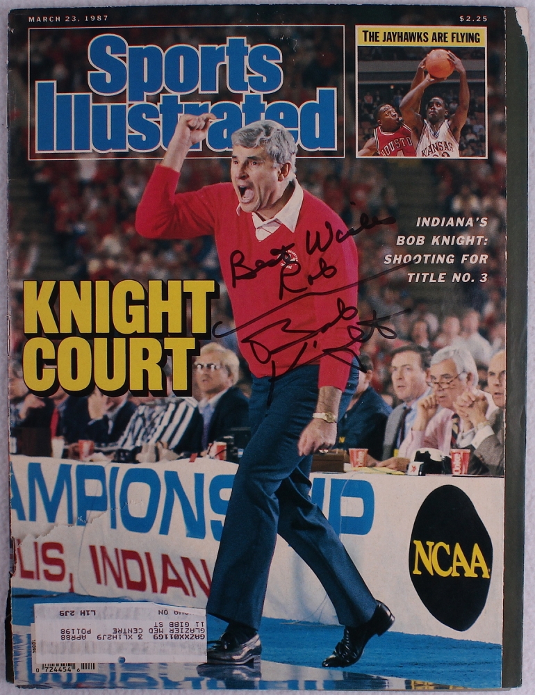 Bobby Knight Signed 1987 Sports Illustrated Magazine Inscribed "Best Wishes" (JSA COA ...