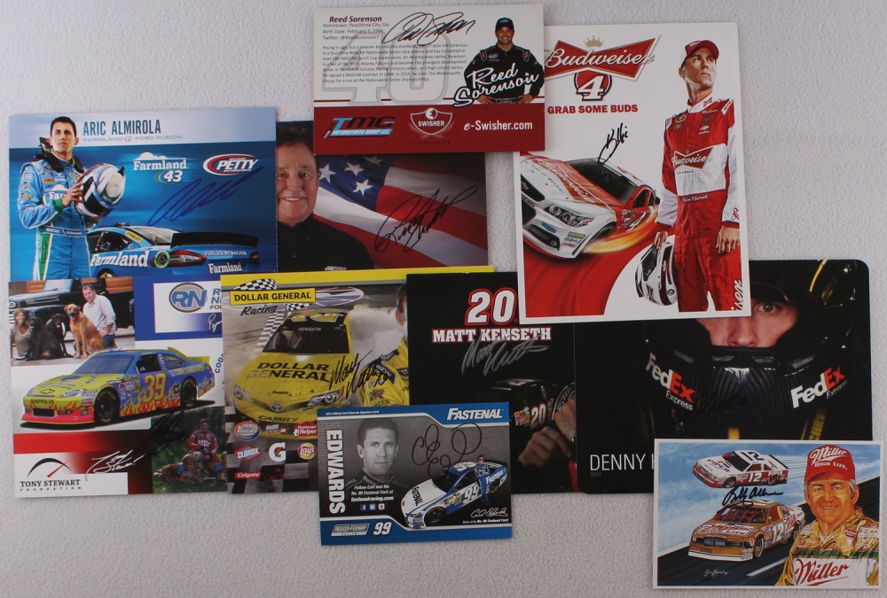 Lot of (10) Signed NASCAR Photos with Ryan Newman, Aric Almirola, Matt ...