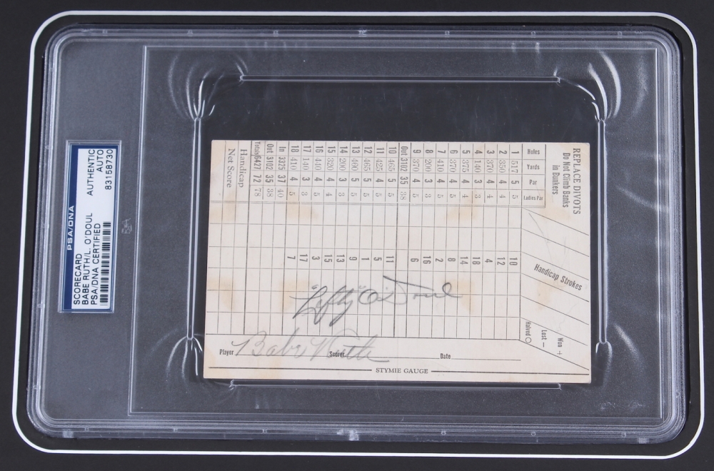 Babe Ruth & Lefty O'Doul Signed Golf Scorecard Custom Framed 20" x 27 ...