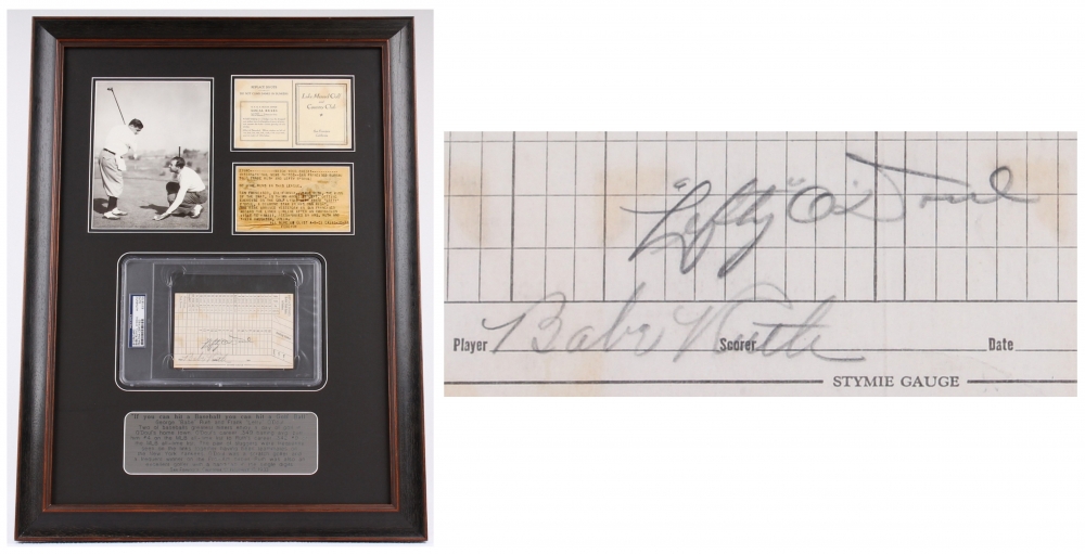 Babe Ruth & Lefty O'Doul Signed Golf Scorecard Custom Framed 20" x 27 ...