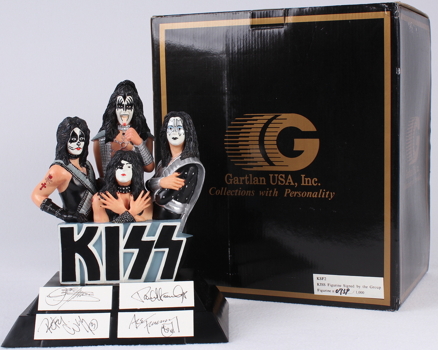 Kiss Band Figurine Signed By (4) With Gene Simmons, Paul Stanley, Peter ...