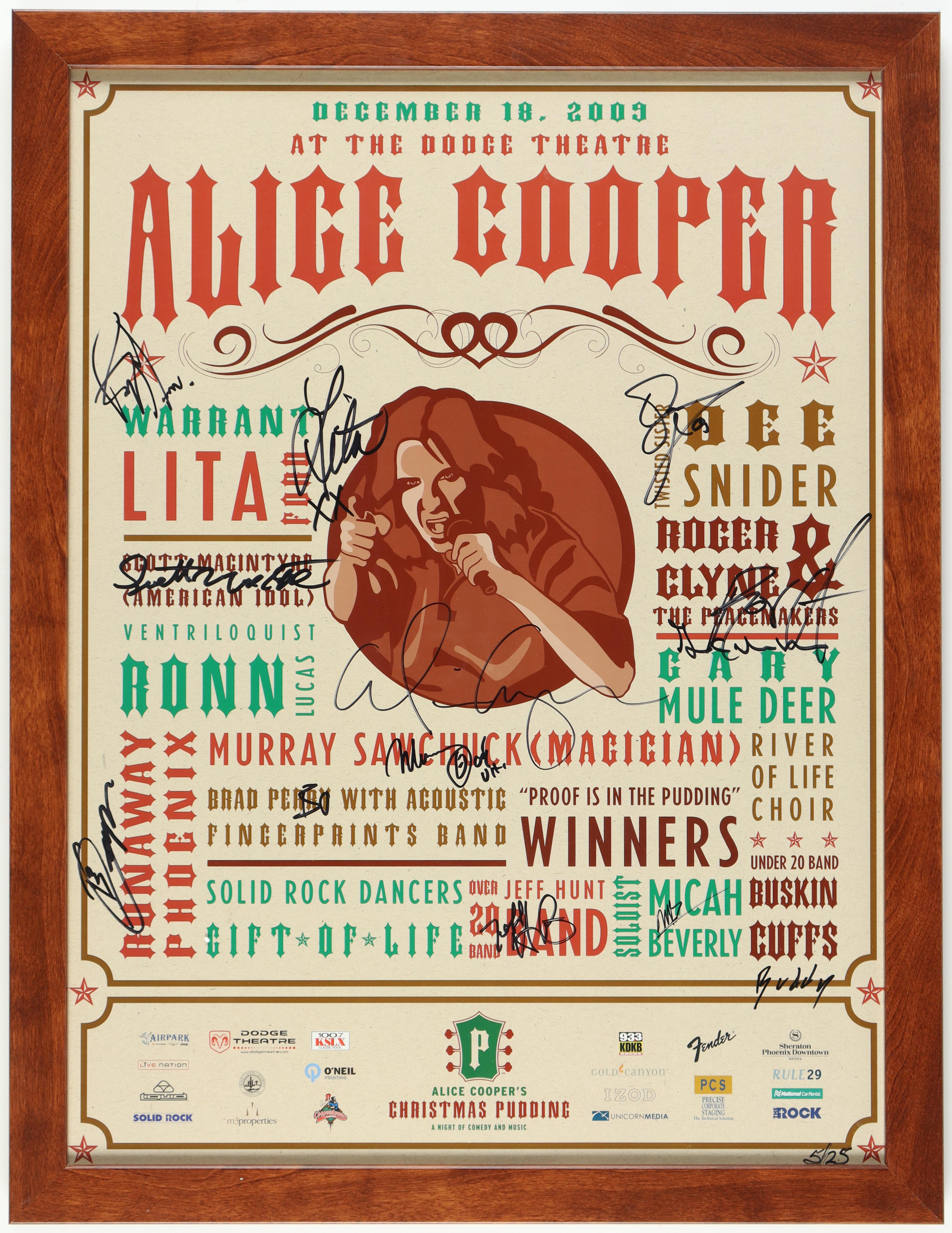 2009 "Alice Cooper's Christmas Pudding" Custom Framed Poster Signed by ...