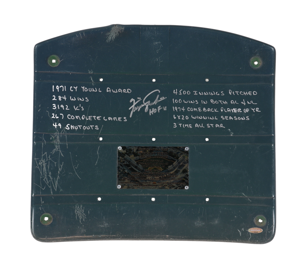 Ferguson "Fergie" Jenkins Signed Wrigley Field Seat Back With Multiple ...