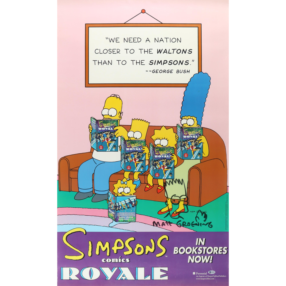 Matt Groening Signed "The Simpsons" 24x40 Poster with Hand-Drawn ...
