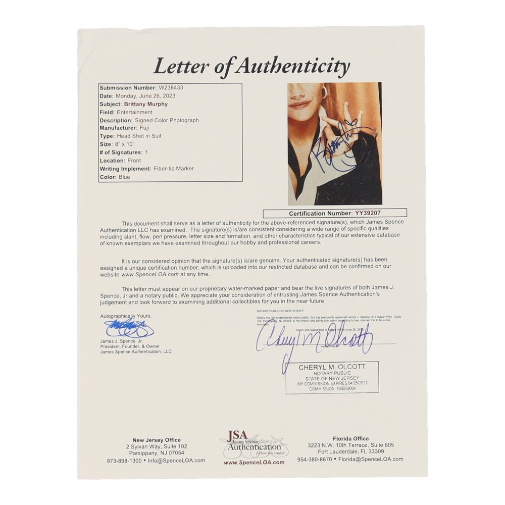 Brittany Murphy Signed 8x10 Photo (JSA) | Pristine Auction