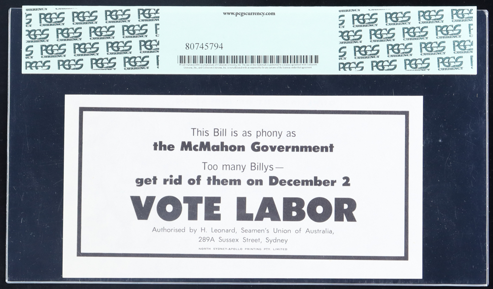 1970's Australia $3 "Government of Inflation" Satire Note (PCGS GEM NEW ...