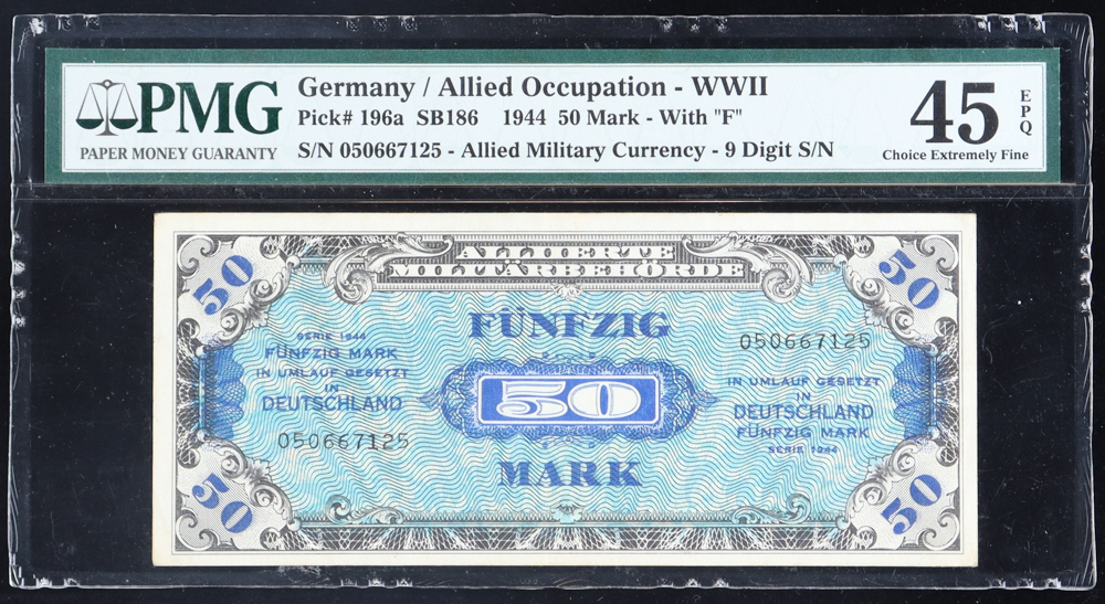 1944 Germany / Allied Occupation WWII - 50 Mark w/ "F" (PMG CHOICE EF45 ...