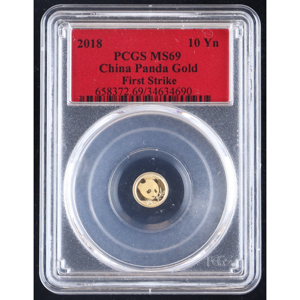 2018 China Gold Panda 10¥ - First Strike Red Label - 1g .999 Gold (PCGS ...