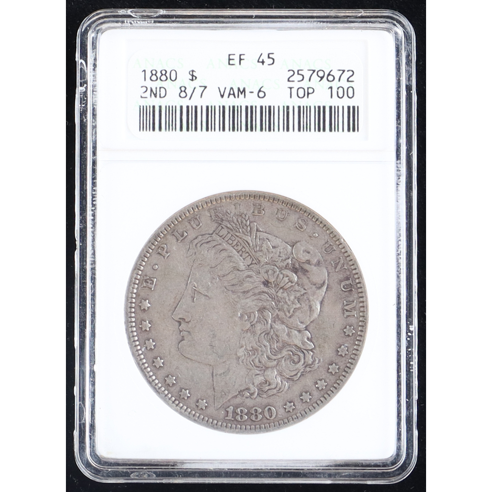 1880 2ND 8/7 TOP-100, VAM-6 - Gen 1 Holder (ANACS EF45) | Pristine Auction