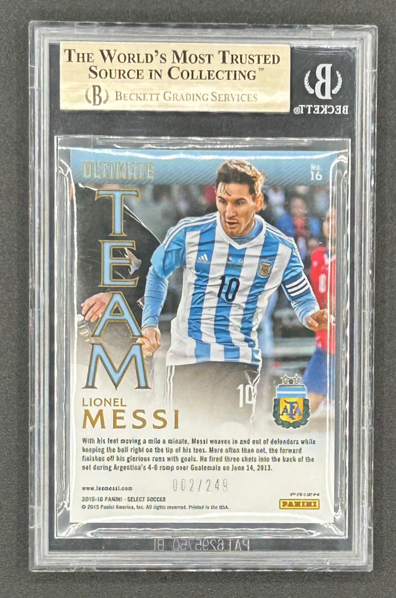Lionel Messi 2015-16 Select Ultimate Team Camo #16 #2/249 (BGS 10 ...