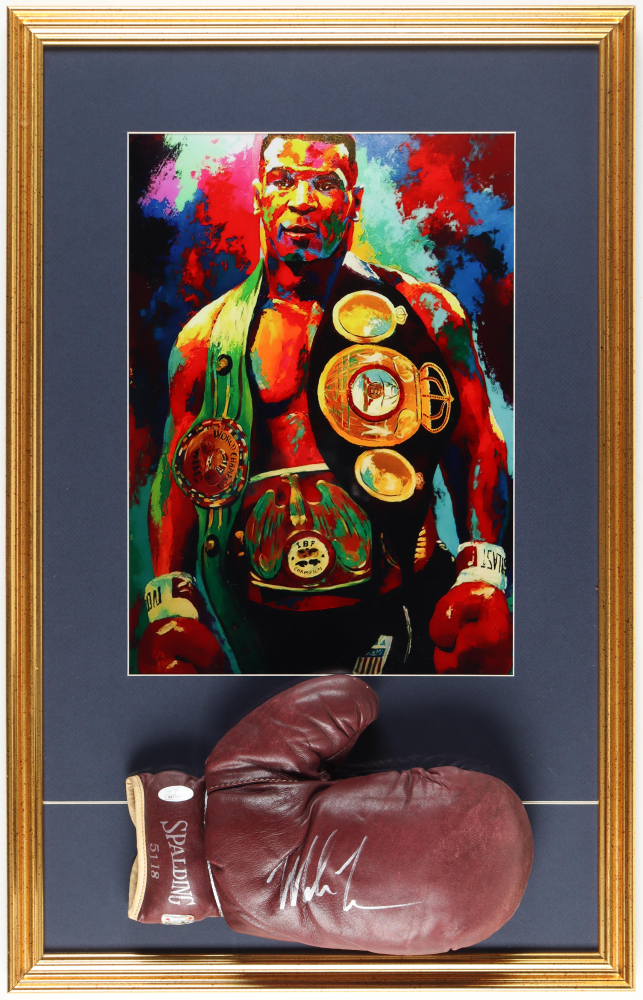 Mike Tyson Signed Custom Framed Spalding Boxing Glove Display with ...