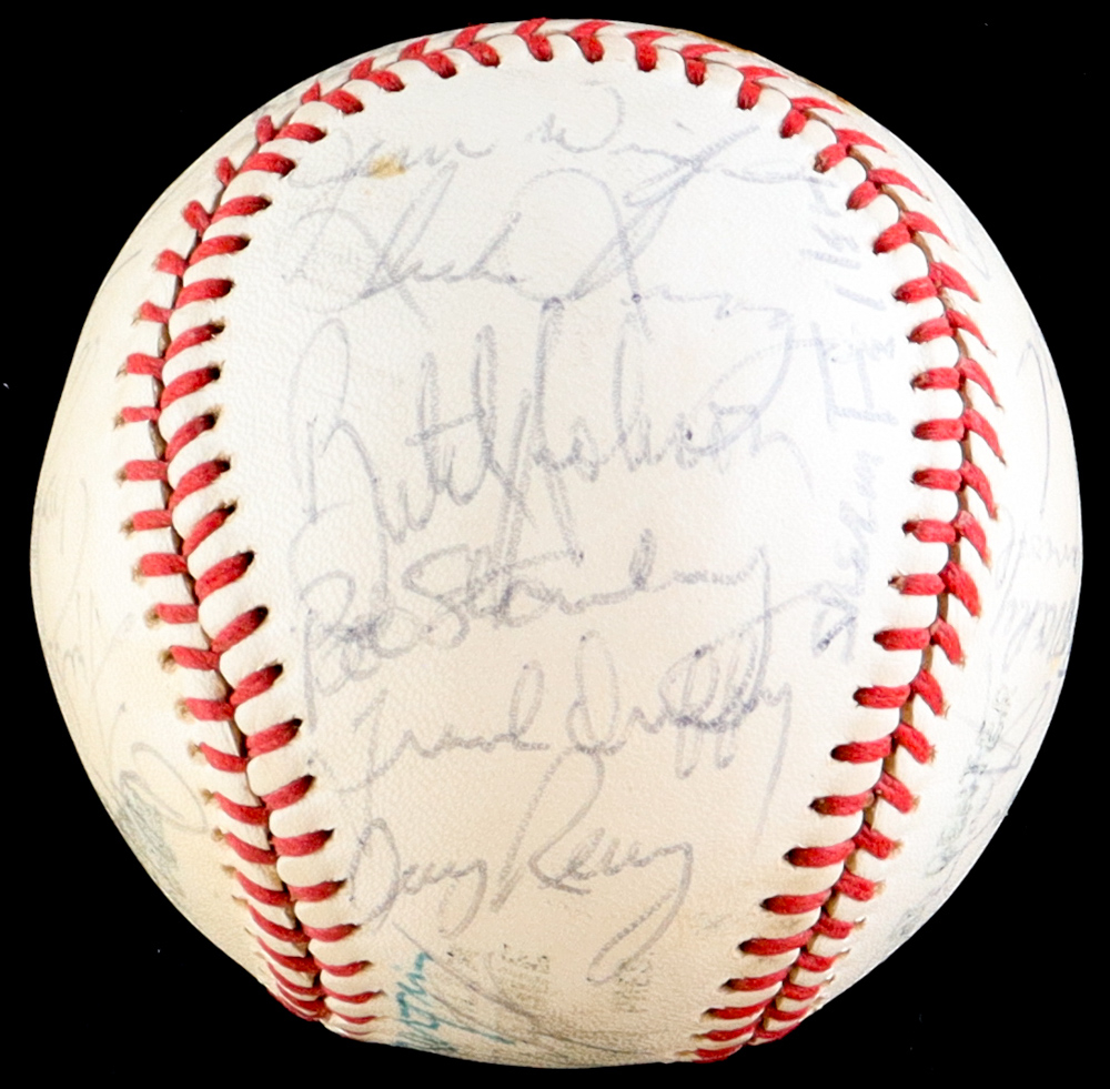 OAL Baseball Signed by (32) with Carlton Fisk, Carl Yastrzemski, Jim ...