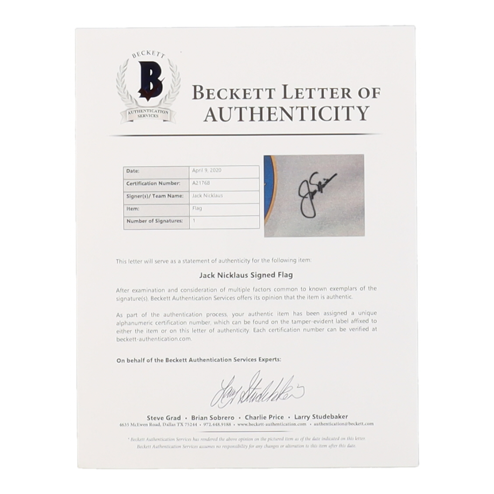 Jack Nicklaus Signed "Champions Gate" Pin Flag (Beckett) | Pristine Auction