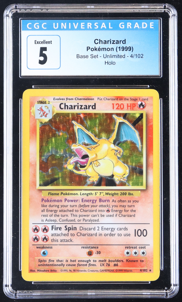 Charizard 1999 Pokemon Base Unlimited #4 Holo (CGC 5) | Pristine Auction