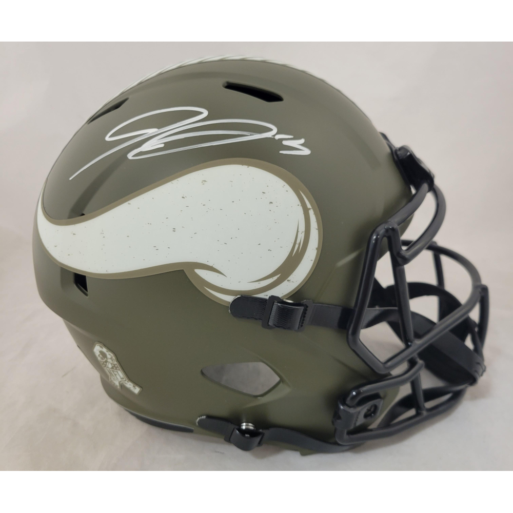 Jordan Addison Signed Vikings Salute to Service Full-Size Speed Helmet ...