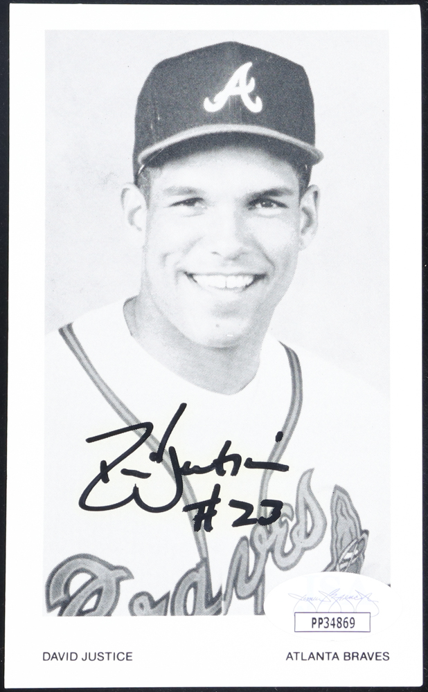 David Justice Signed Braves 3X5 Photo (JSA) | Pristine Auction