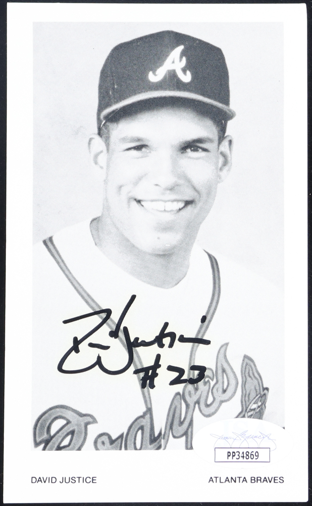 David Justice Signed Braves 3X5 Photo (JSA) | Pristine Auction