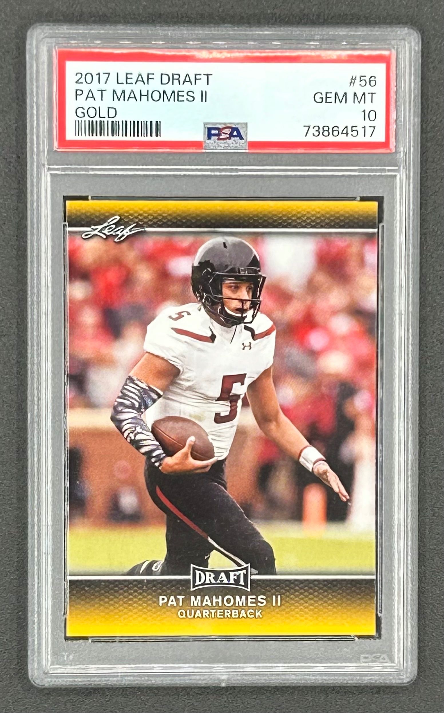 Patrick Mahomes II 2017 Leaf Draft Gold #56 (PSA 10) | Pristine Auction