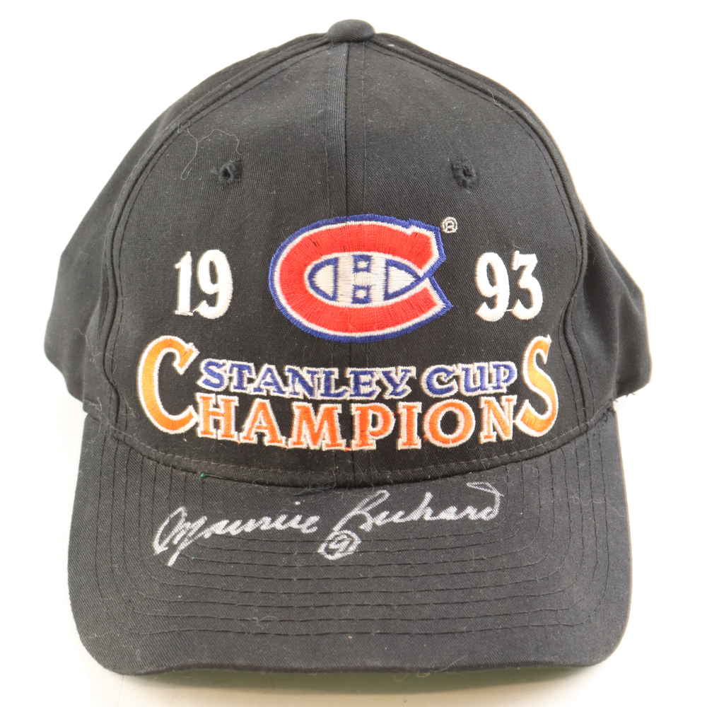 Maurice Richard Signed 1993 Canadiens Stanley Cup Logo Snapback Hat ...