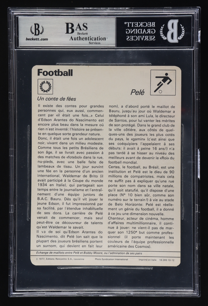 Pele Signed Sticker on 1977-79 Sportscaster Series 10 #1012 (BGS ...