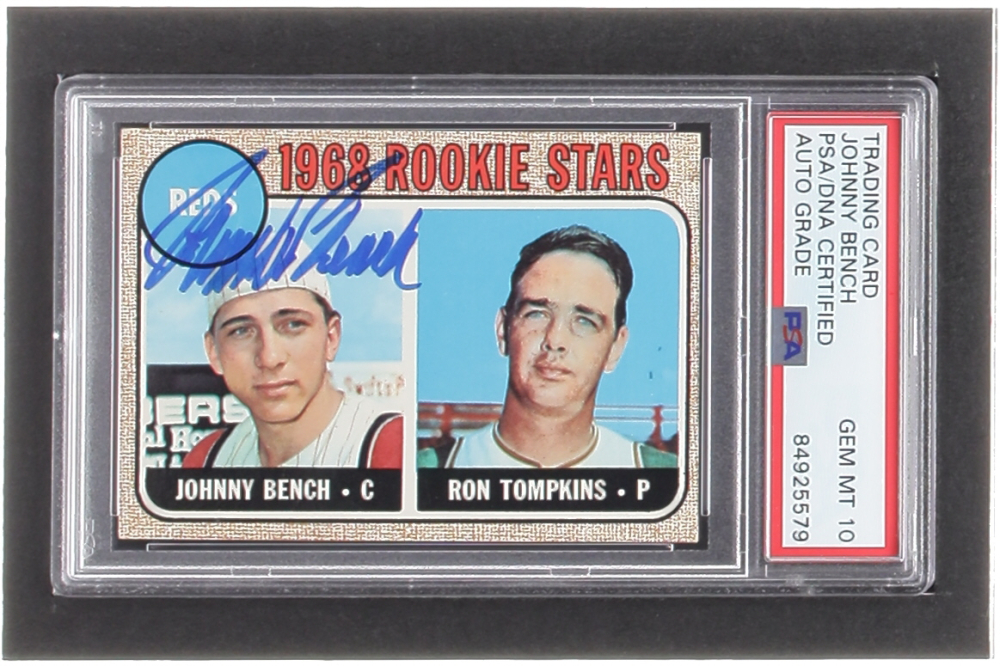 Johnny Bench Signed Johnny Bench / Ron Tompkins 1968 Topps #247A RC ...