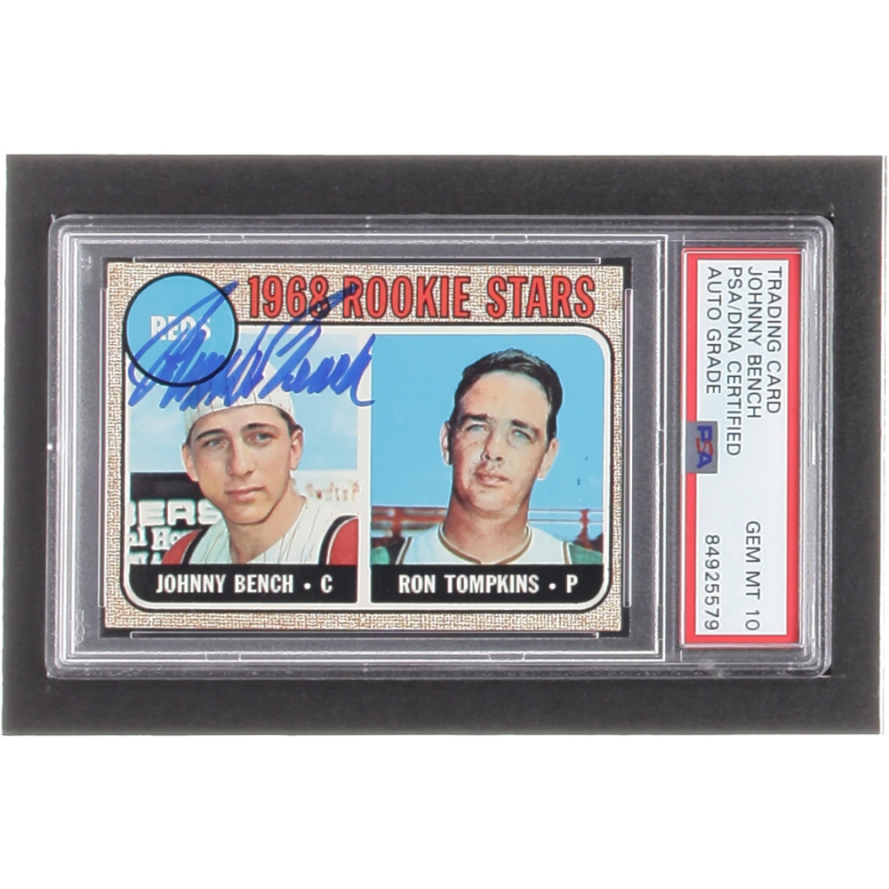 Johnny Bench Signed Johnny Bench / Ron Tompkins 1968 Topps #247A RC ...