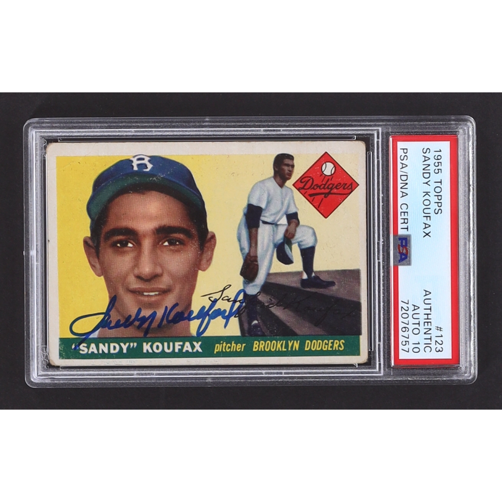 Sandy Koufax Signed 1955 Topps #123 RC (PSA | Autograph Graded PSA 10 ...