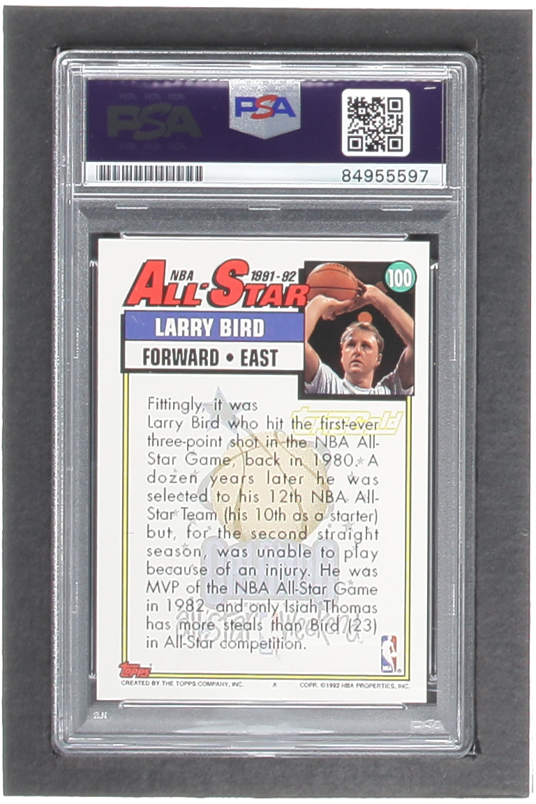 Larry Bird Signed 1992-93 Topps Gold #100 AS (PSA | Autograph Graded ...