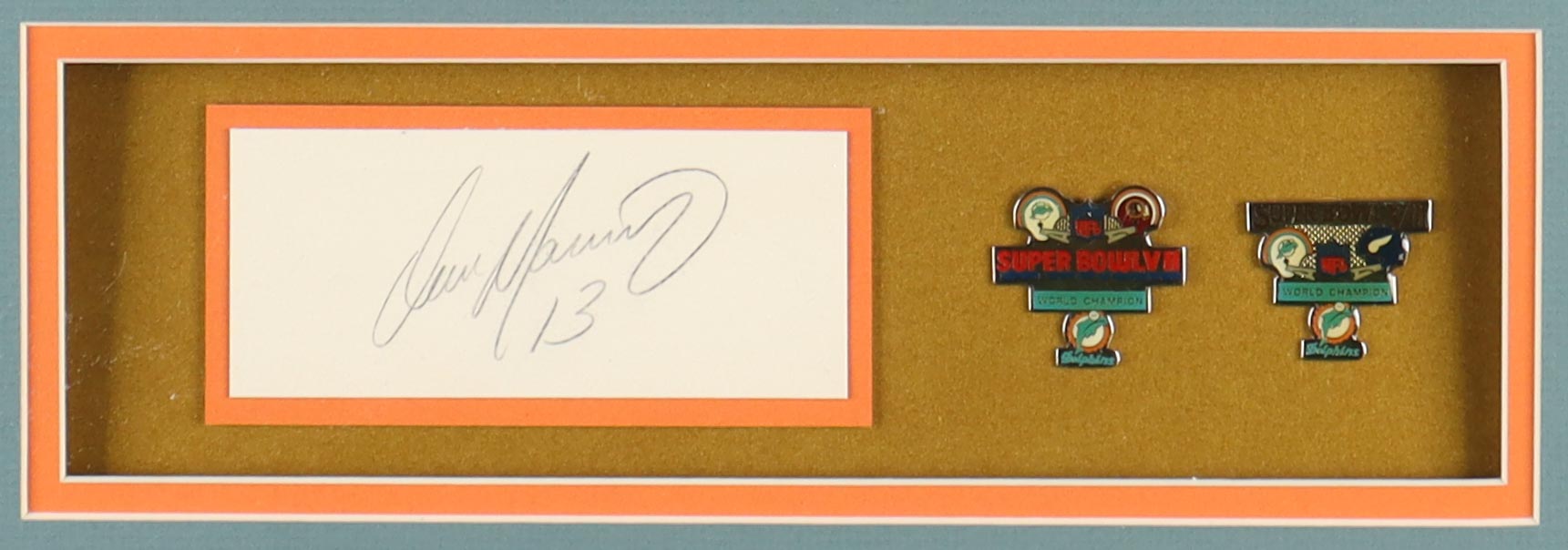 Dan Marino Signed Custom Framed Cut Display with (2) Official Super ...