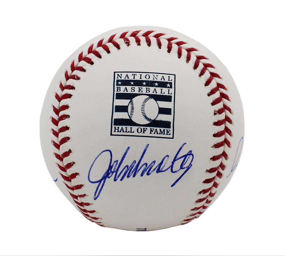 Tom Glavine, John Smoltz & Gregg Maddux Signed OML Hall of Fame Logo ...