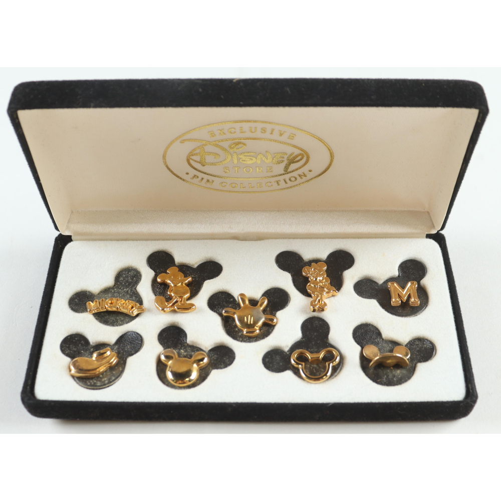 Disney Mickey Mouse Felt Boxed Vintage Set of (9) Gold Pins | Pristine ...