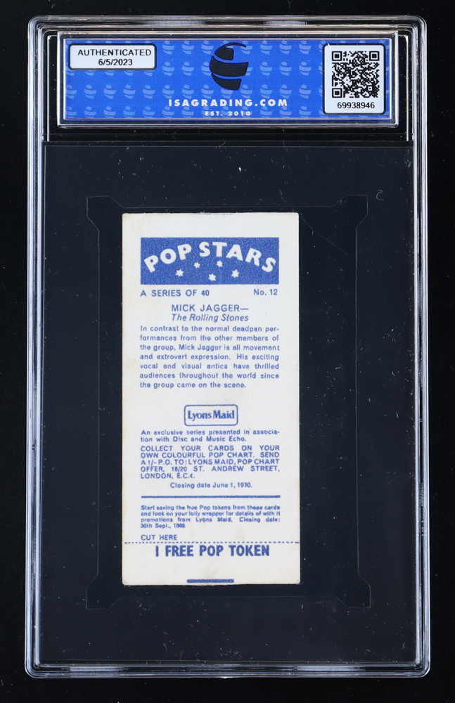 Mick Jagger 1969 Lyons Maid Pop Stars #12 (ISA 3) | Pristine Auction
