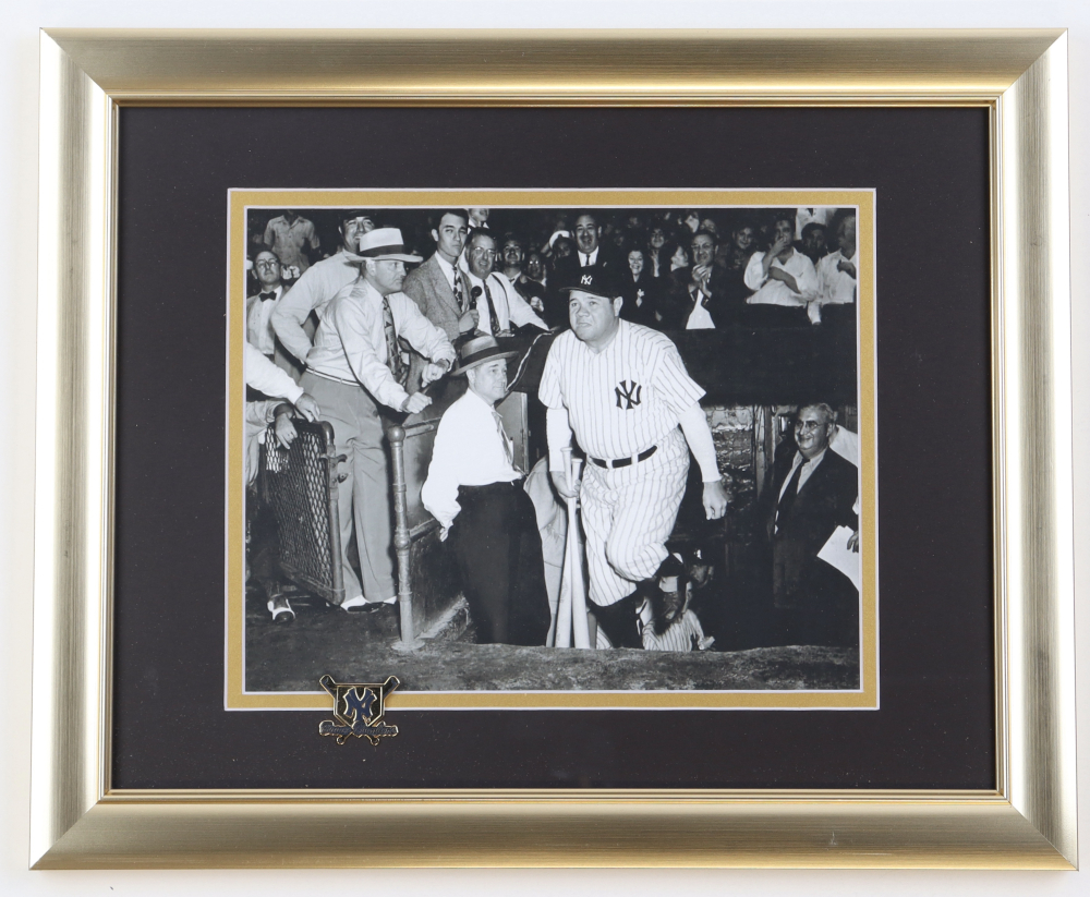 Babe Ruth Custom Framed Photo with Yankees Bronx Bombers Pin | Pristine ...