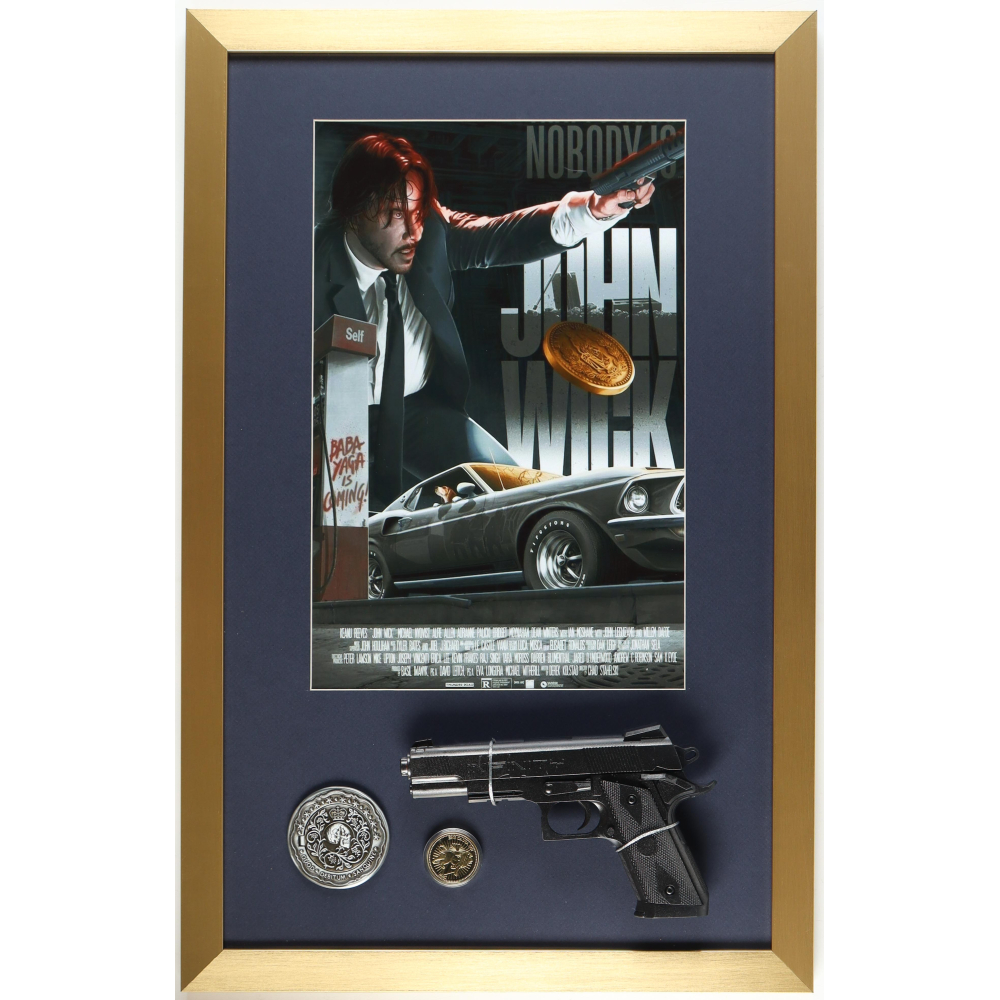 "John Wick" Custom Framed Movie Poster Display with Prop Replica Pistol ...