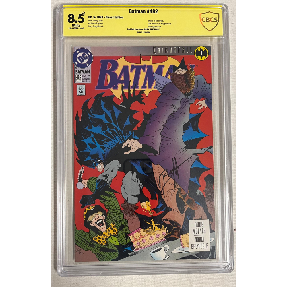 Norm Greyfogle Signed 1993 "Batman" #492 Comic Book (CBCS 8.5 ...