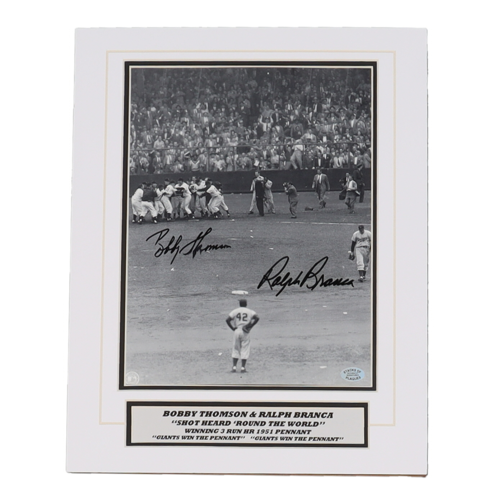 Bobby Thomson & Ralph Branca Signed Custom Matted Photo (Stacks of ...