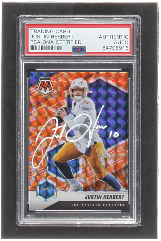 Justin Herbert Signed 2021 Panini Mosaic Mosaic Reactive Orange #111 ...