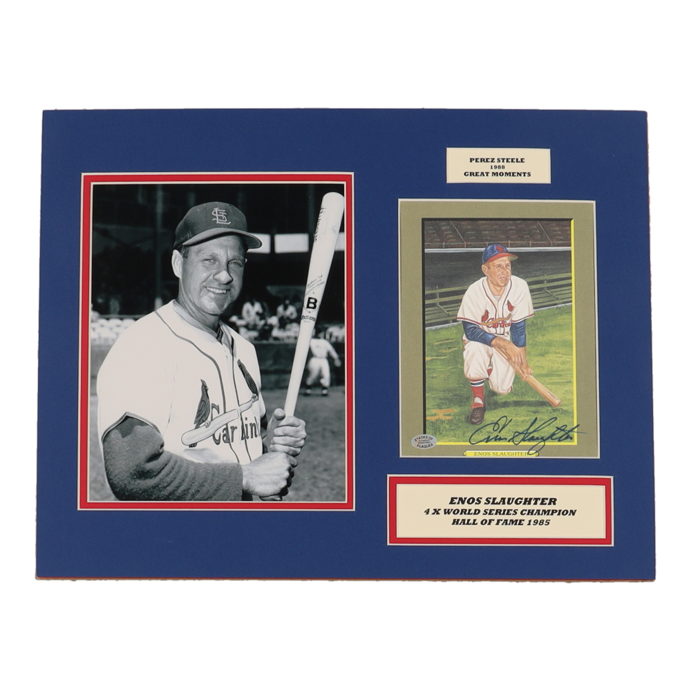 Enos Slaughter Signed Custom Matted 1988 LE Hall of Fame Card with ...