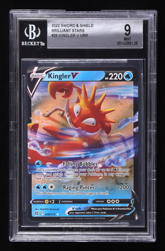 2022 Pokemon Sword and Shield Brilliant Stars #28 Kingler V URR (BGS 9 ...