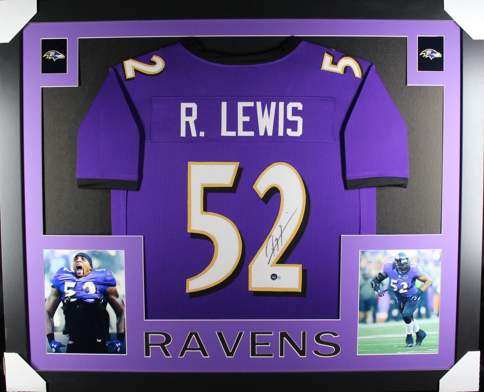 Ray Lewis Signed 35x43 Custom Framed Jersey Display (Beckett ...