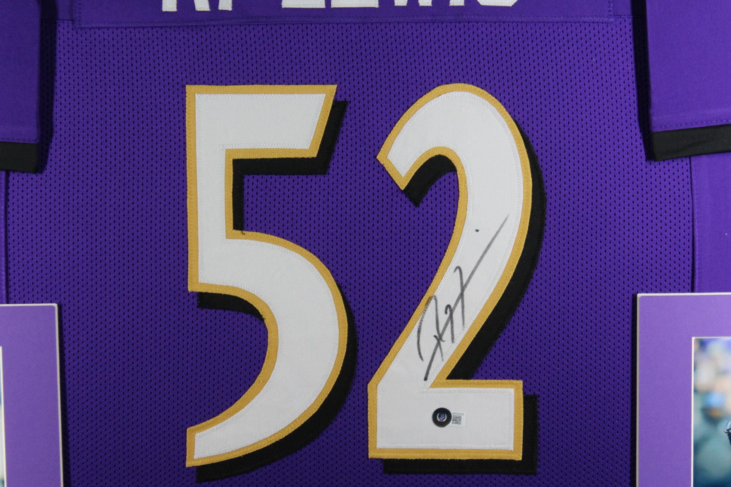 Ray Lewis Signed 35x43 Custom Framed Jersey Display (Beckett ...