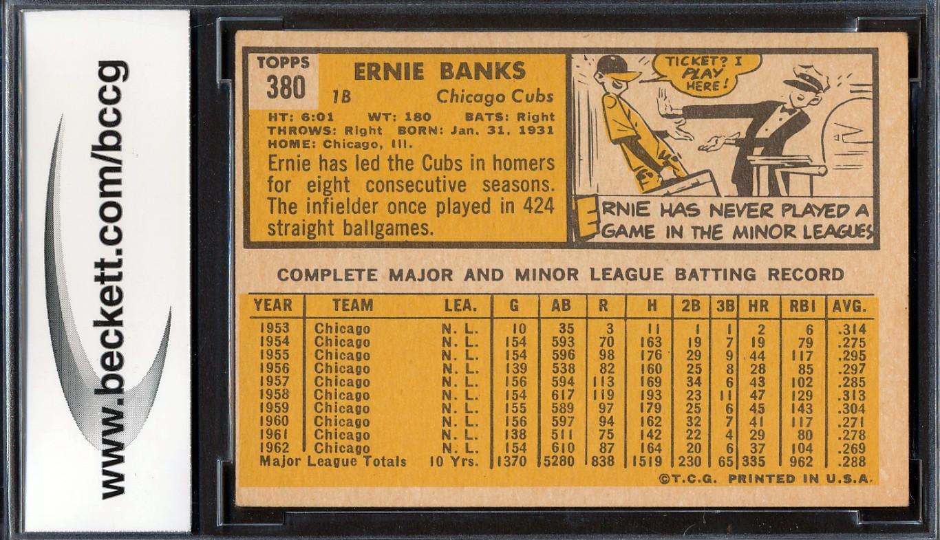 Ernie Banks 1963 Topps #380 UER (BCCG 8) | Pristine Auction