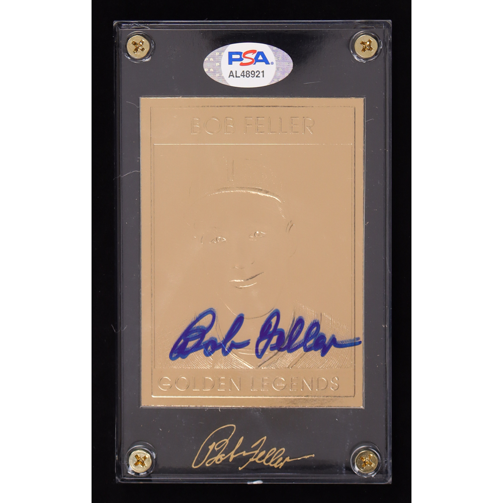 Bob Feller Signed Card Case with 1996 23kt Gold Card #9271 (PSA ...