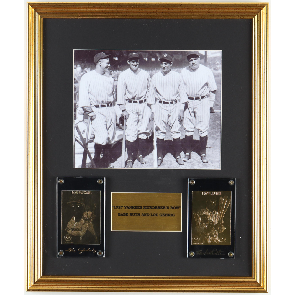 "1927 Yankees Murderer's Row" Custom Framed Photo with Set of (2) Babe ...